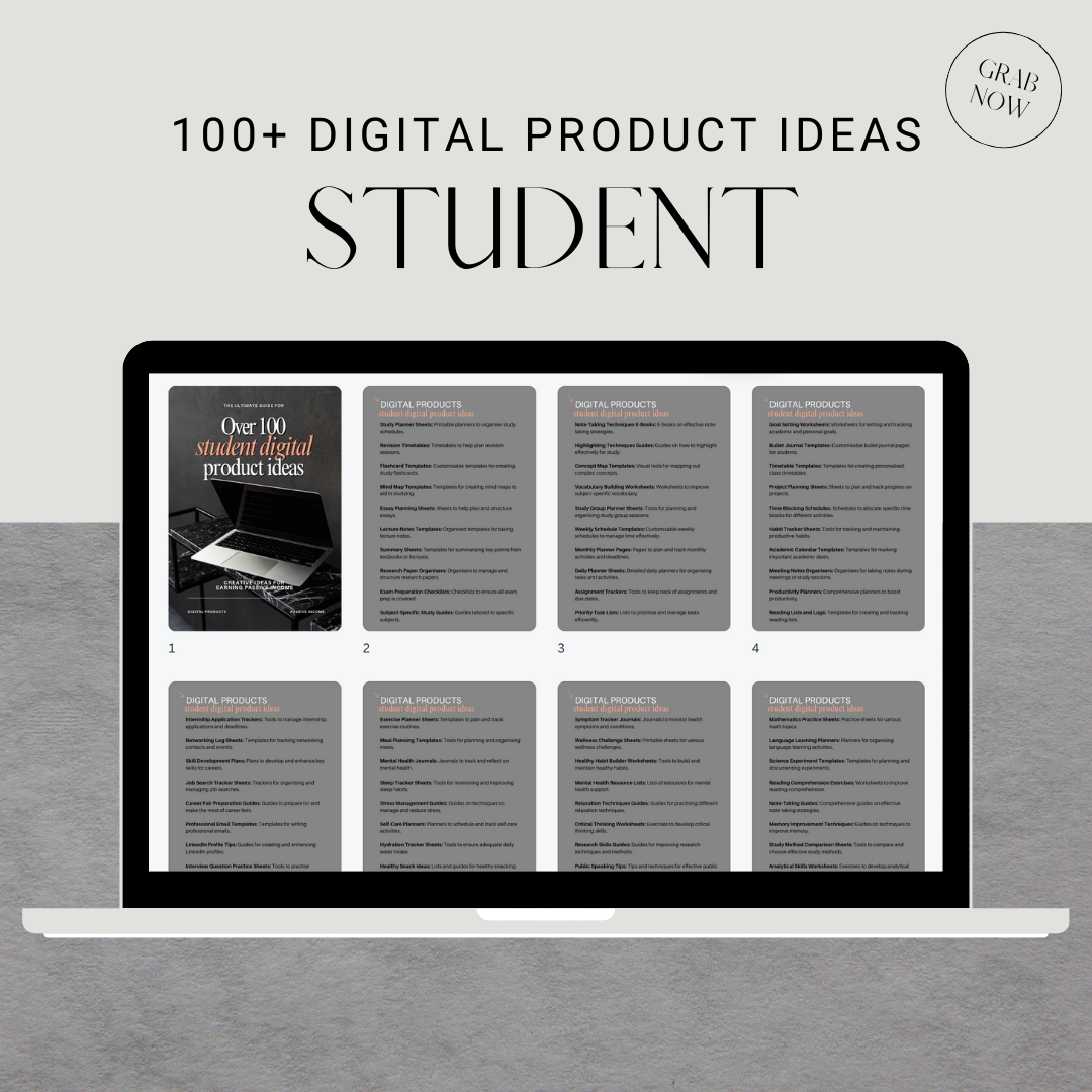 100+ Student Digital Product Ideas – Love Marketing Team, LLC