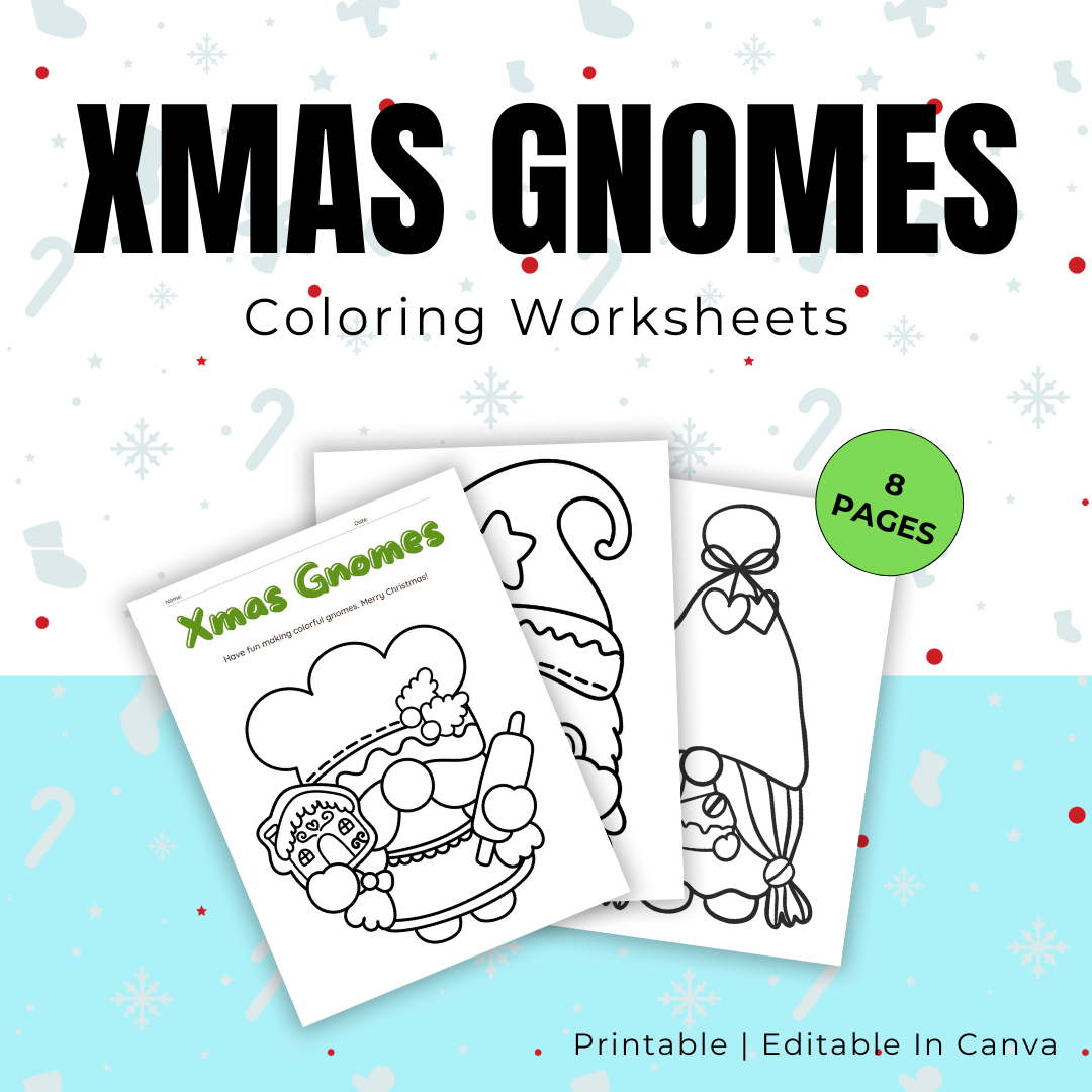 KIDS | Xmas Gnomes Coloring Worksheet | Editable in Canva – Love ...