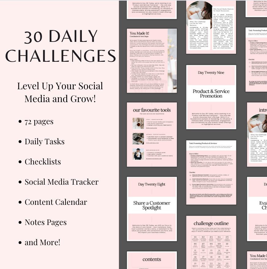 30 Day Social Media Kit Challenge + Workbook (72 pages) – Love ...