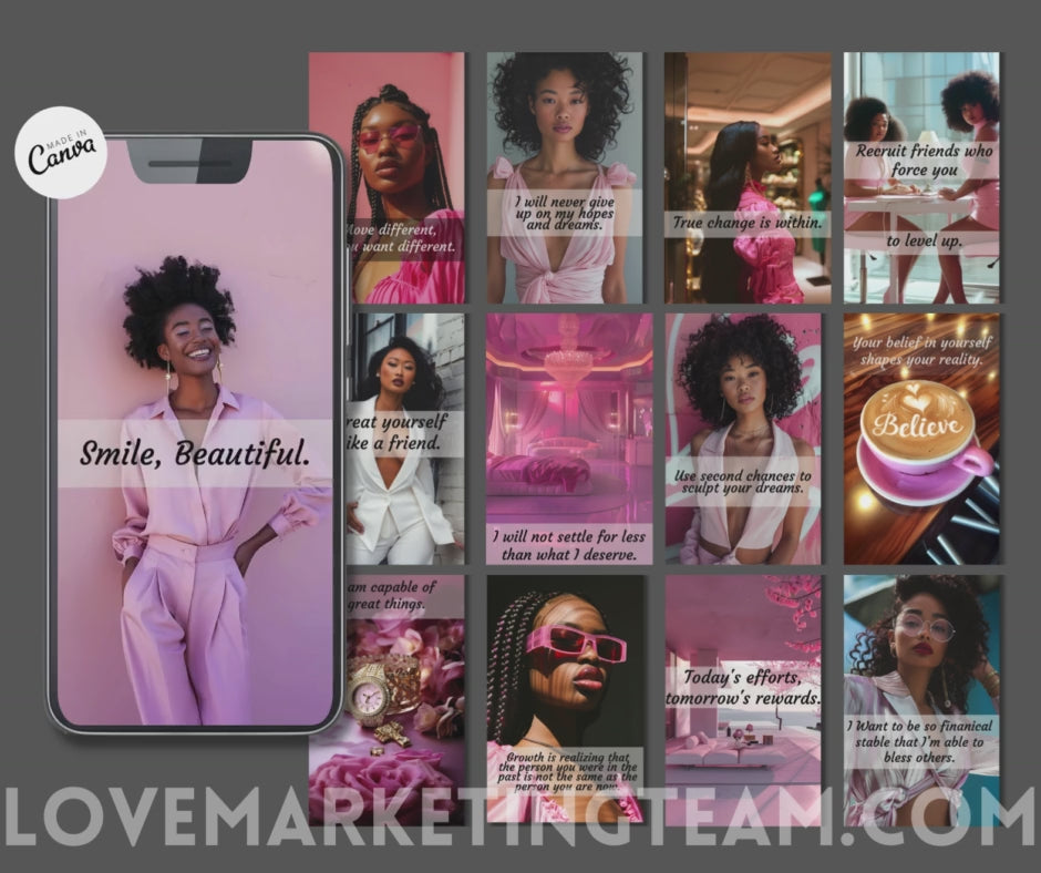100 Pink Positive Affirmations Instagram Stories – Love Marketing Team, LLC